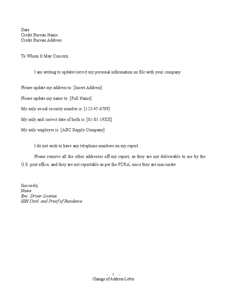 Change of Address Letter | PDF