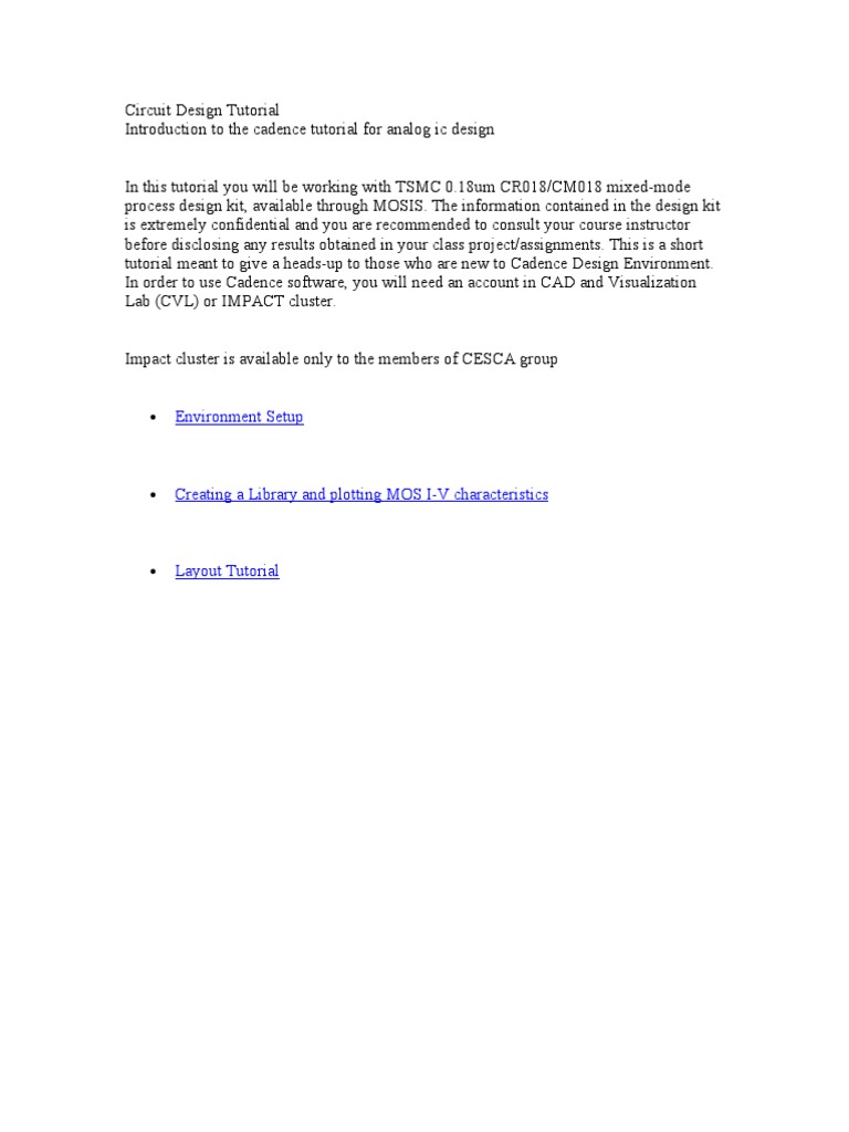 Circuit Design Tutorial | PDF | Logic Gate | Mosfet