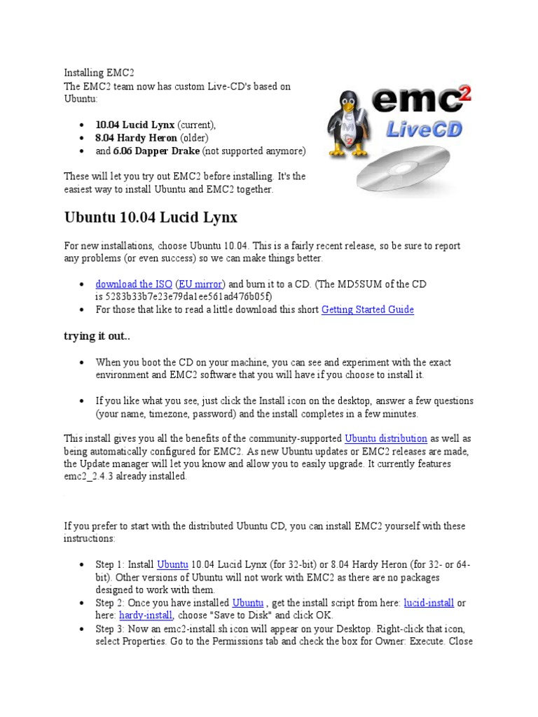 Installing EMC2 | PDF | Free Software | Icon (Computing)