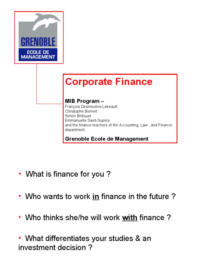 MIB Corporate Finance Overview | PDF | Net Present Value | Internal ...