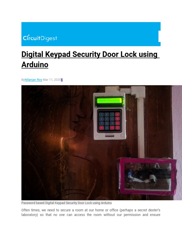 Digital Keypad Security Door Lock Using Arduino: Nilanjan Roy | PDF ...