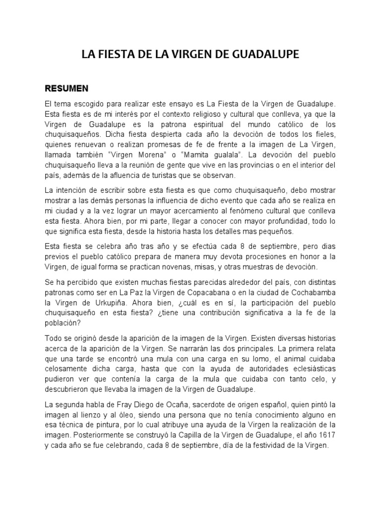 Fiesta de la Virgen de Guadalupe en Chuquisaca | PDF | María, madre de ...