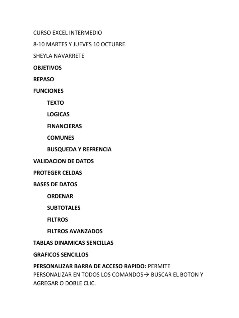 Curso Excel Intermedio | PDF | Matriz (Matemáticas) | Microsoft Excel