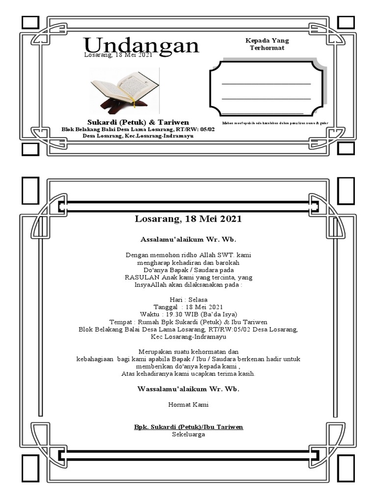 Undangan Rasulan | PDF