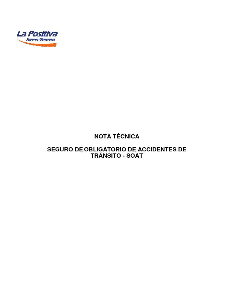 Nota Técnica SOAT | PDF | Póliza de seguros | Reaseguro
