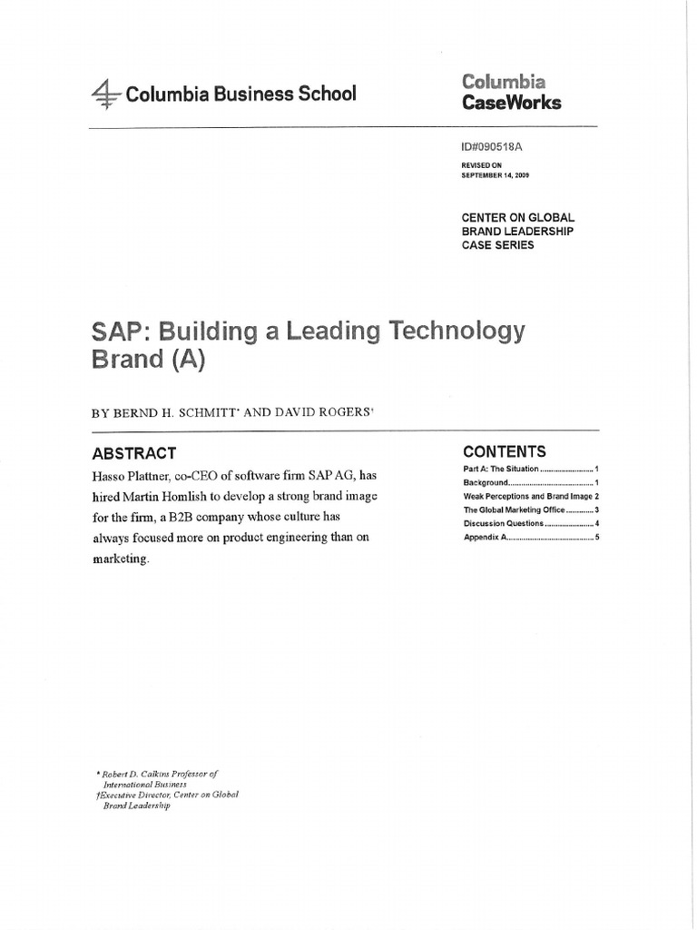 Case3 - SAP (A) Buildind A Leadership Technology Brand | PDF