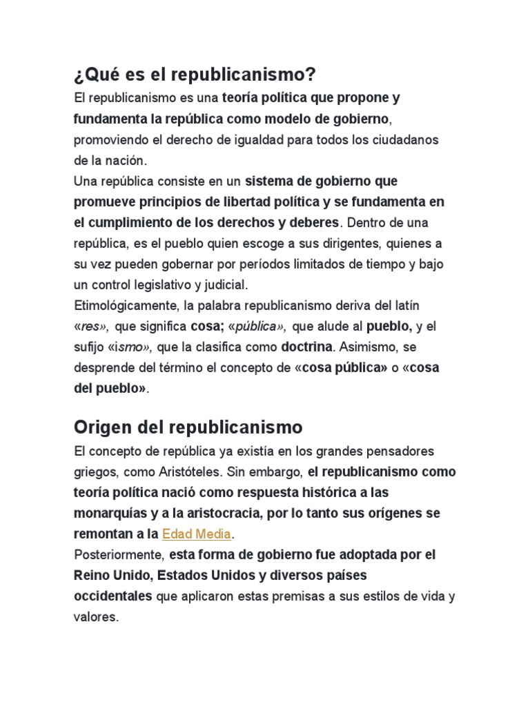 Qué Es El Republicanismo | PDF | República | Constitución