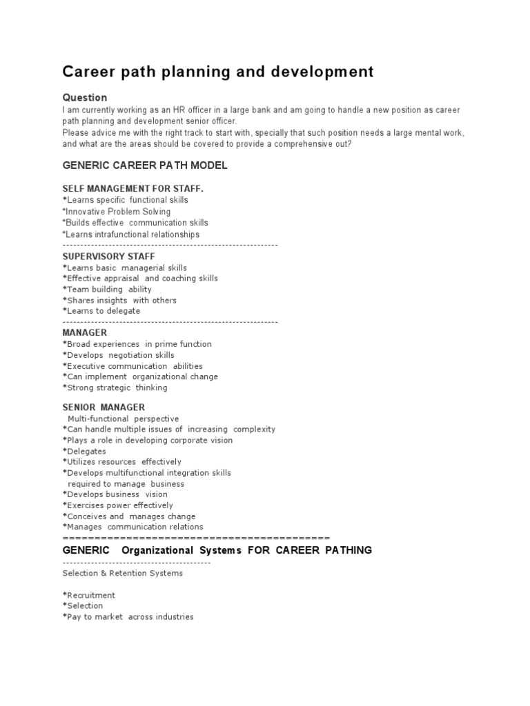 Career Path Planning and Development | PDF | Succession Planning ...
