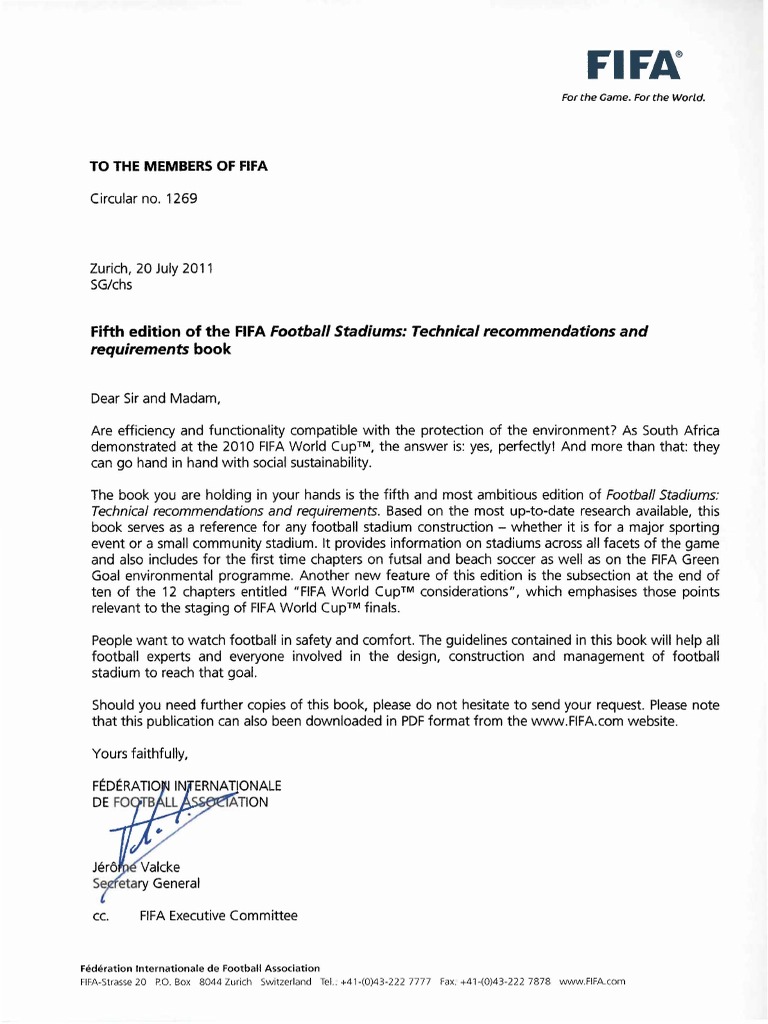 FIFA Stadiums: Technical Guidelines 5th Ed. | PDF | Sports & Recreation