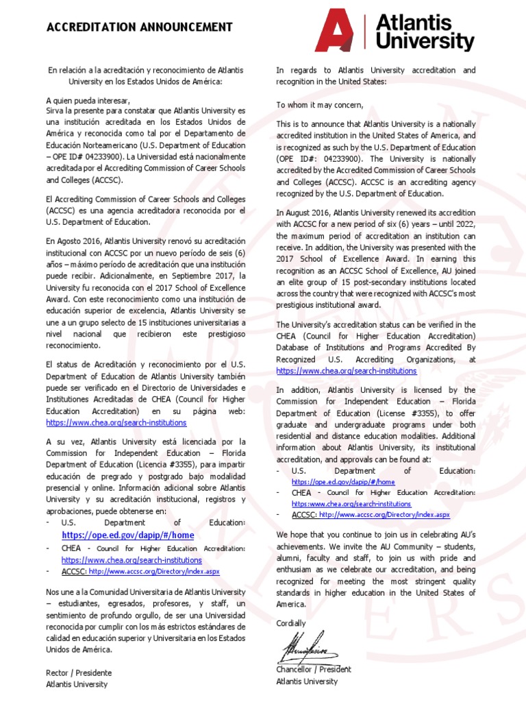 Accreditation Announcement - EnG - SPN - 2017 | PDF | Students ...