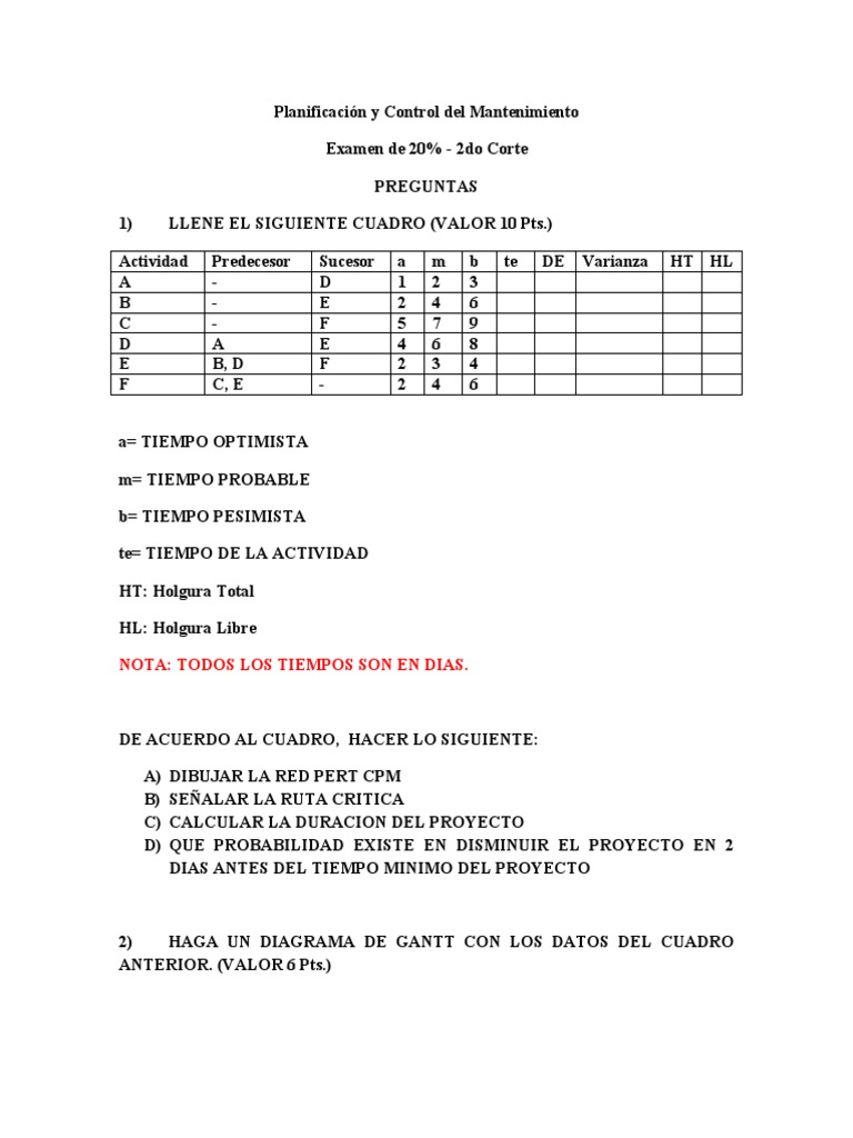 Evaluación 20% Del 2do Corte | PDF
