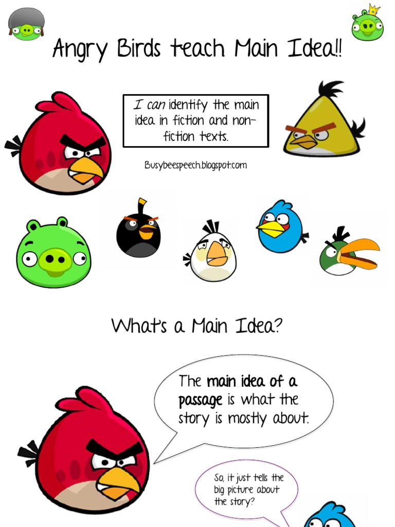 Angry Birds Teach Main Idea!!: I Can | PDF | Anger | Birds
