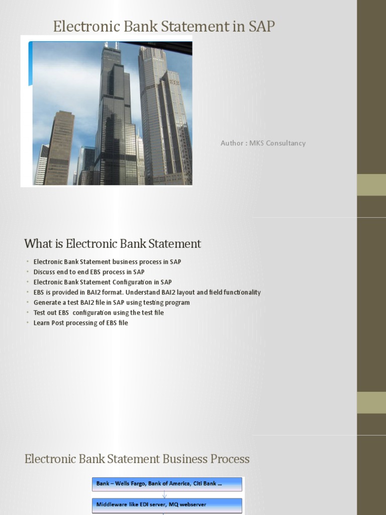 Electronic Bank Statement in SAP: Author: MKS Consultancy | PDF ...