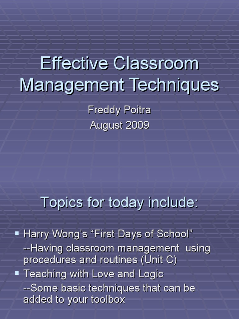 Effective Classroom Management Techniques | PDF | Classroom Management ...