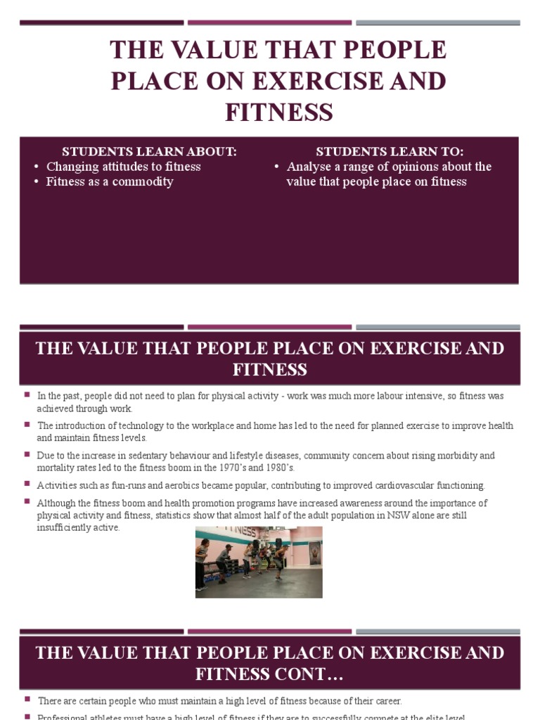 The Value That People Place On Exercise and Fitness | PDF | Physical ...