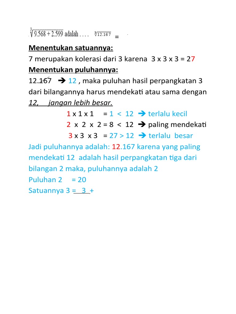 Hitung Akar Pangkat 3 Cara Cepat | PDF
