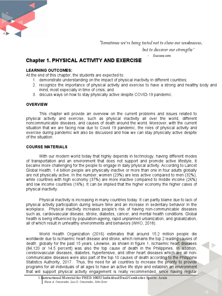 Chapter 1. Physical Activity and Exercise | PDF | Physical Fitness ...