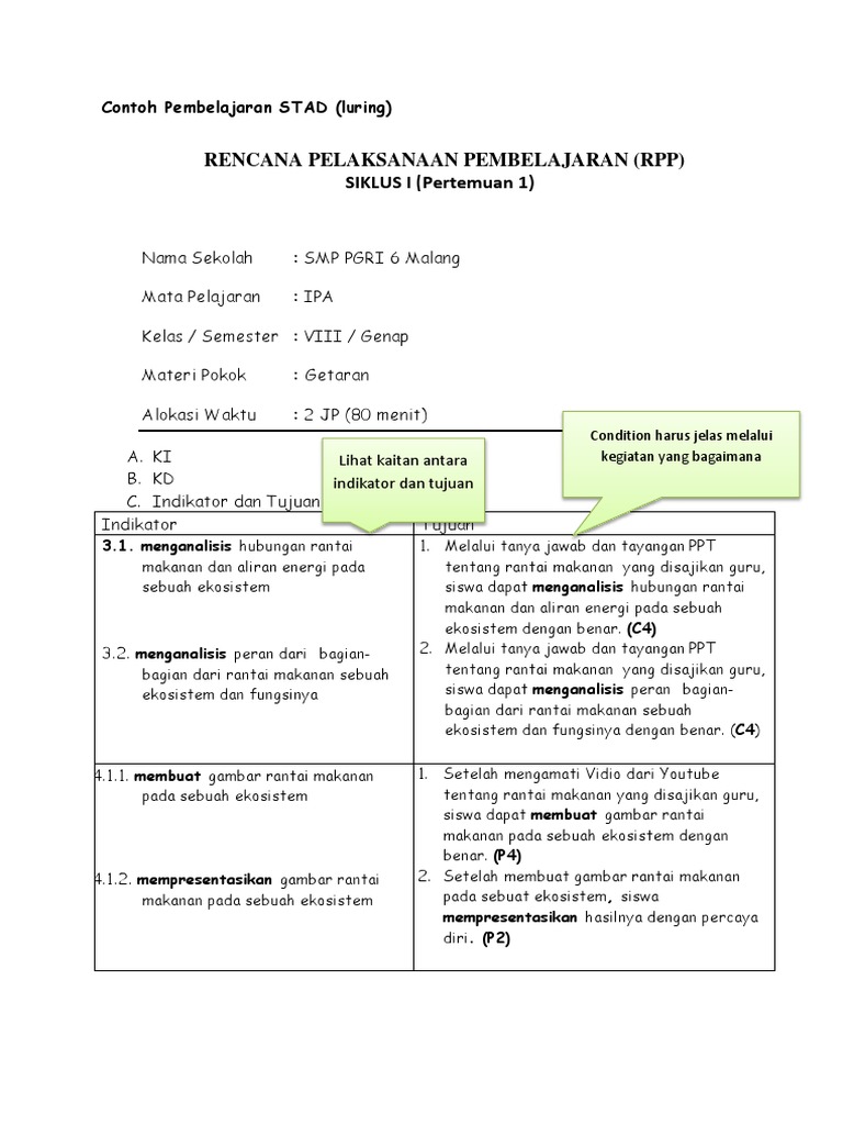 Contoh Pembelajaran STAD Untuk Reguler | PDF