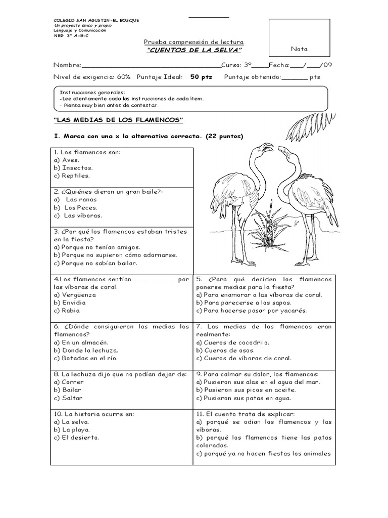 Control Lectura Cuentos de La Selva | PDF | Naturaleza