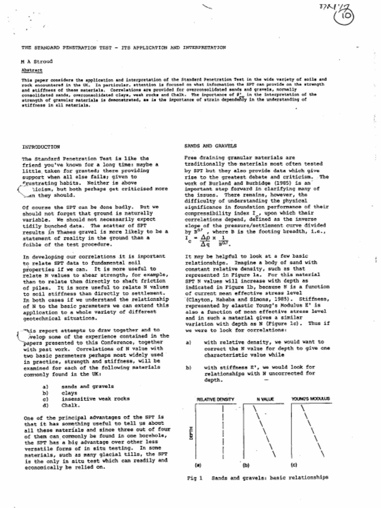 Stroud - SPT Test Interpretation and Application | PDF