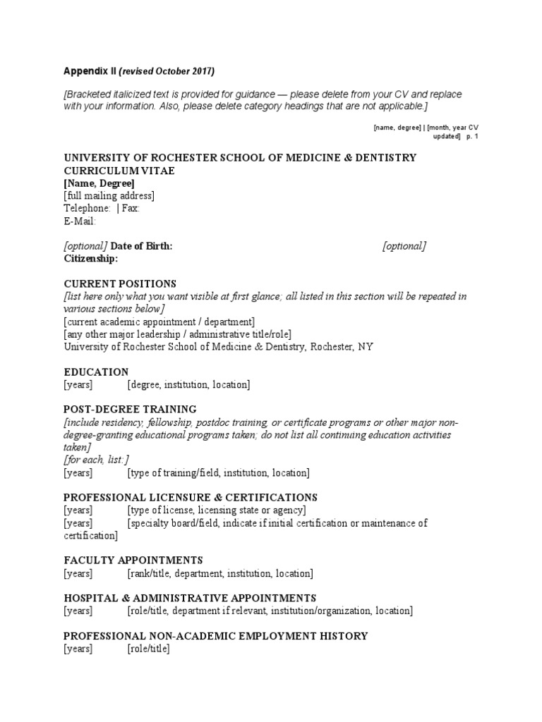 CV Template (Mahala) | PDF | Mentorship | Fellow