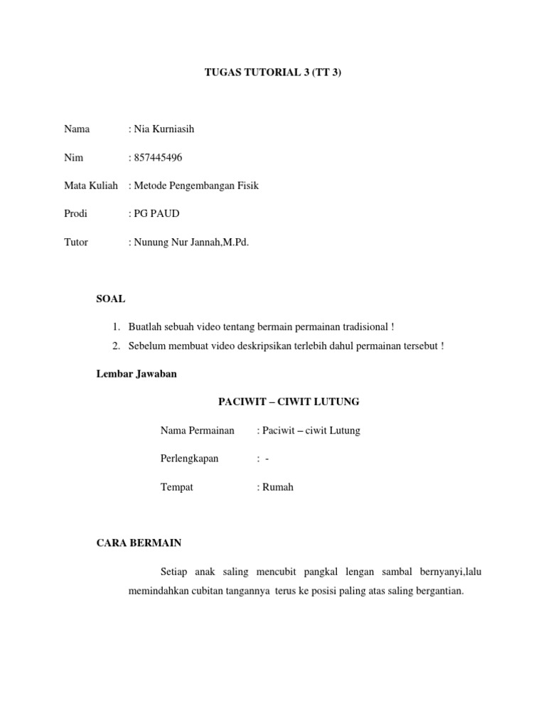 Tugas Tutorial 3 (TT 3) | PDF | Seni