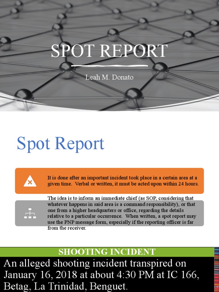 Spot Report: Leah M. Donato | PDF | Crime Scene | Misconduct