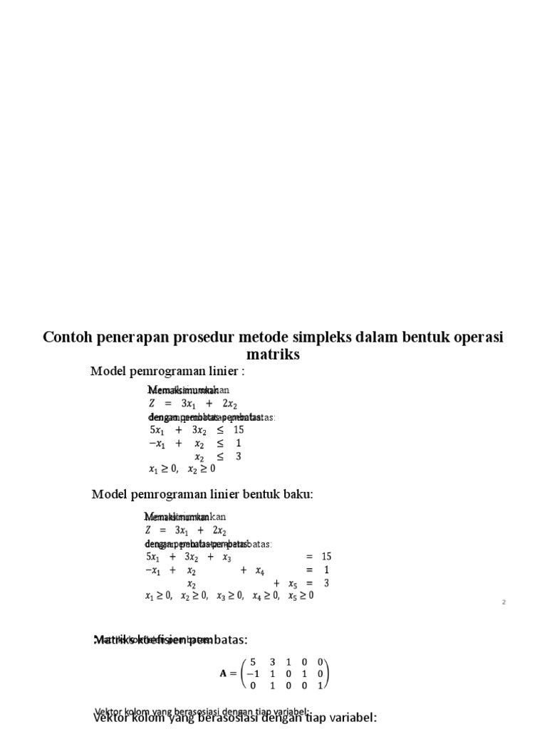 Contoh Soal 1 - Matriks Simpleks | PDF | Sains & Matematika