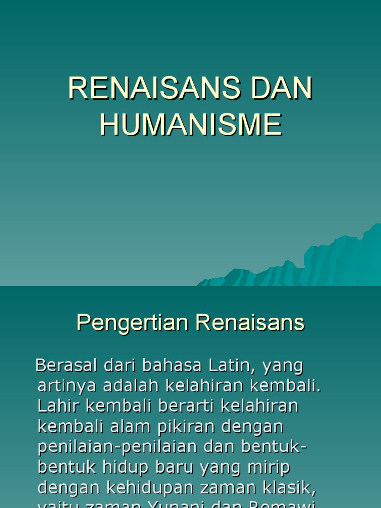 Renaisans Dan Humanisme | PDF