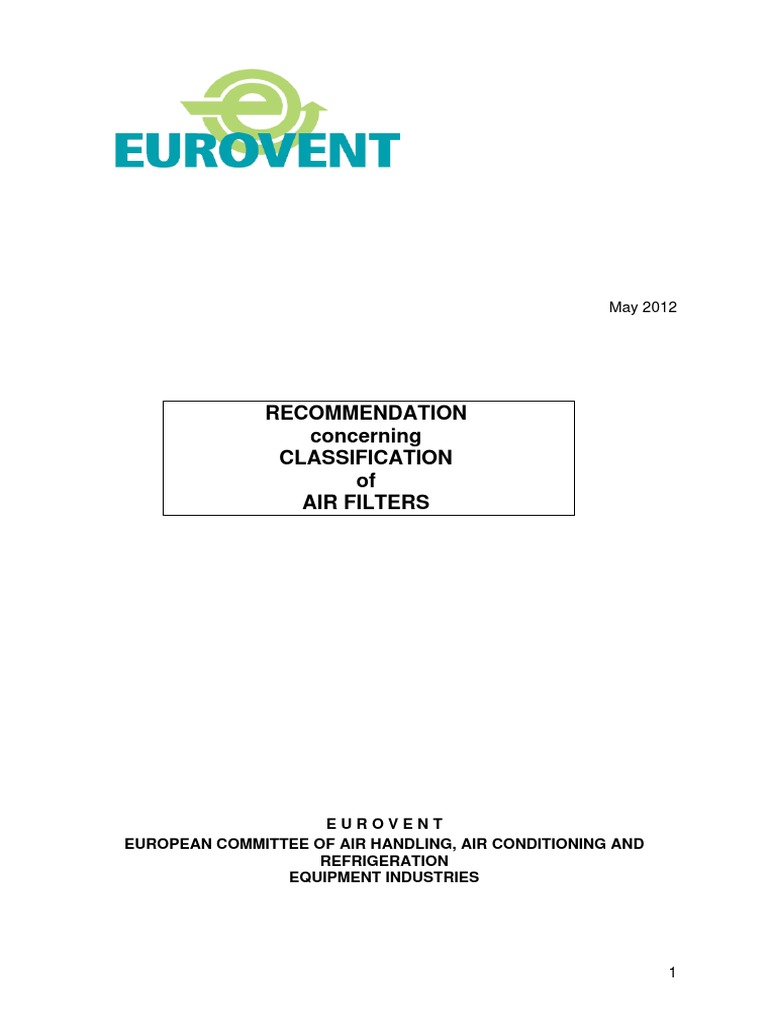 2012 05 REC20 Classification of Air Filters | PDF | Ventilation ...