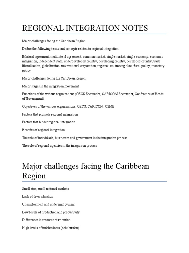 Regional Integration Notes | PDF | Globalization | Tariff