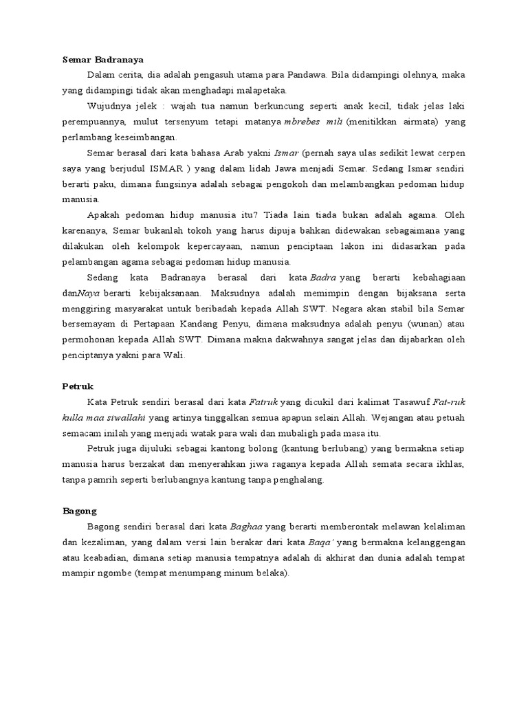 Arti dan Makna Semar Badranaya | PDF | Agama & Spiritualitas