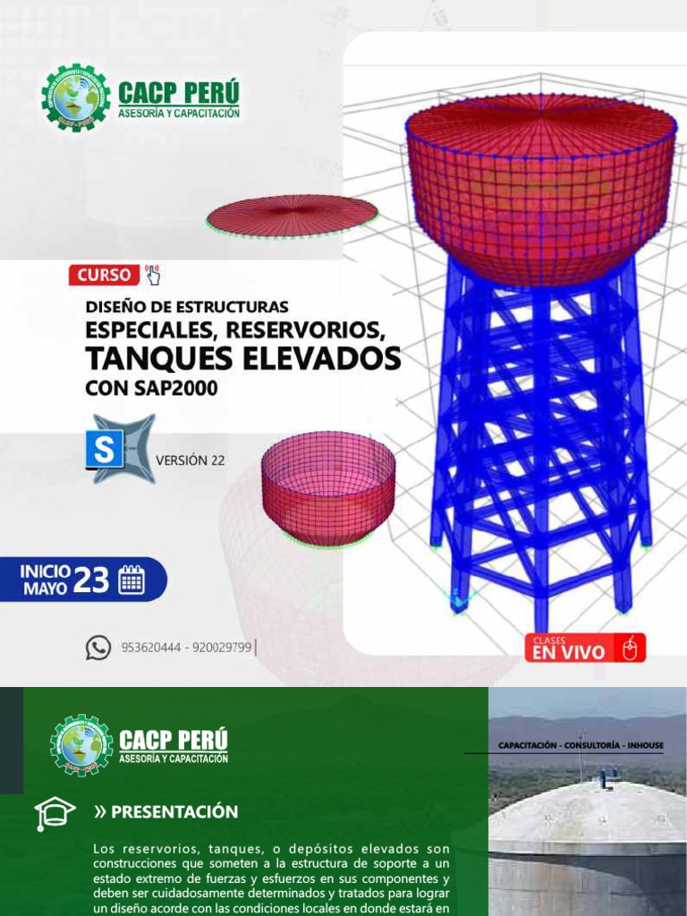 Diseño de Estructuras Especiales Reservorios Tanque Elevados Con Sap2000 | PDF | Arquitecto | Diseño