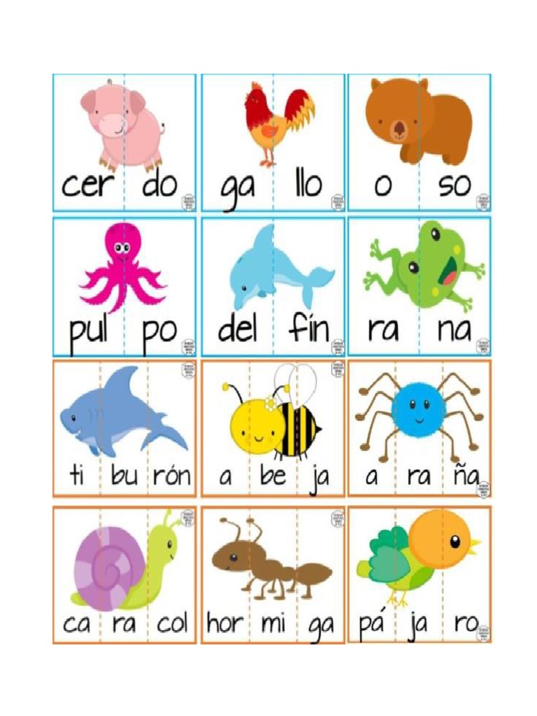 Rompecabezas Silabas Animales Pdf