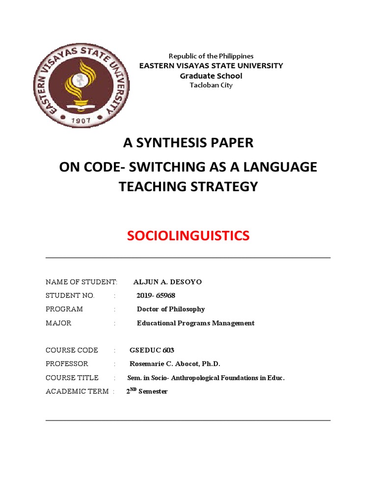 Code - Switching in The Philippines | Download Free PDF | Multilingualism | Language Education