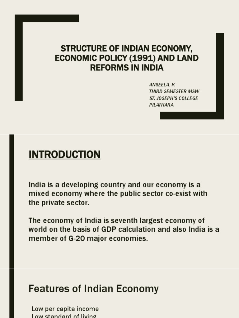 Indian Economy: Structure and Reforms | PDF | Economy Of India ...