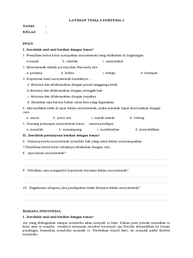 Kls 3 Tema 3 Sub 1 (Eksis) | PDF | Griya & Taman