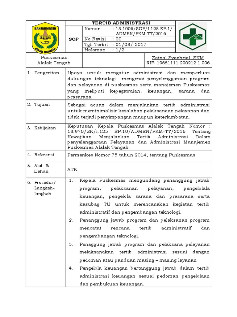 Sop Tertib Administrasi | PDF