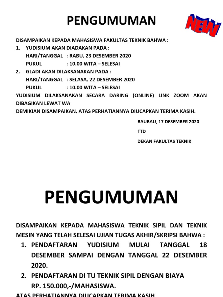 Pengumuman Yudisium Unidayan | PDF | Teknologi & Rekayasa