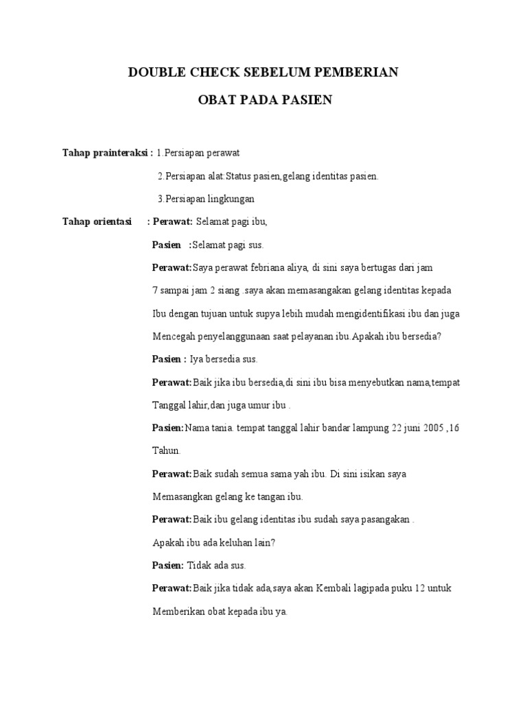Proses Double Check Obat Pasien | PDF | Pengembangan Diri | Kesehatan ...