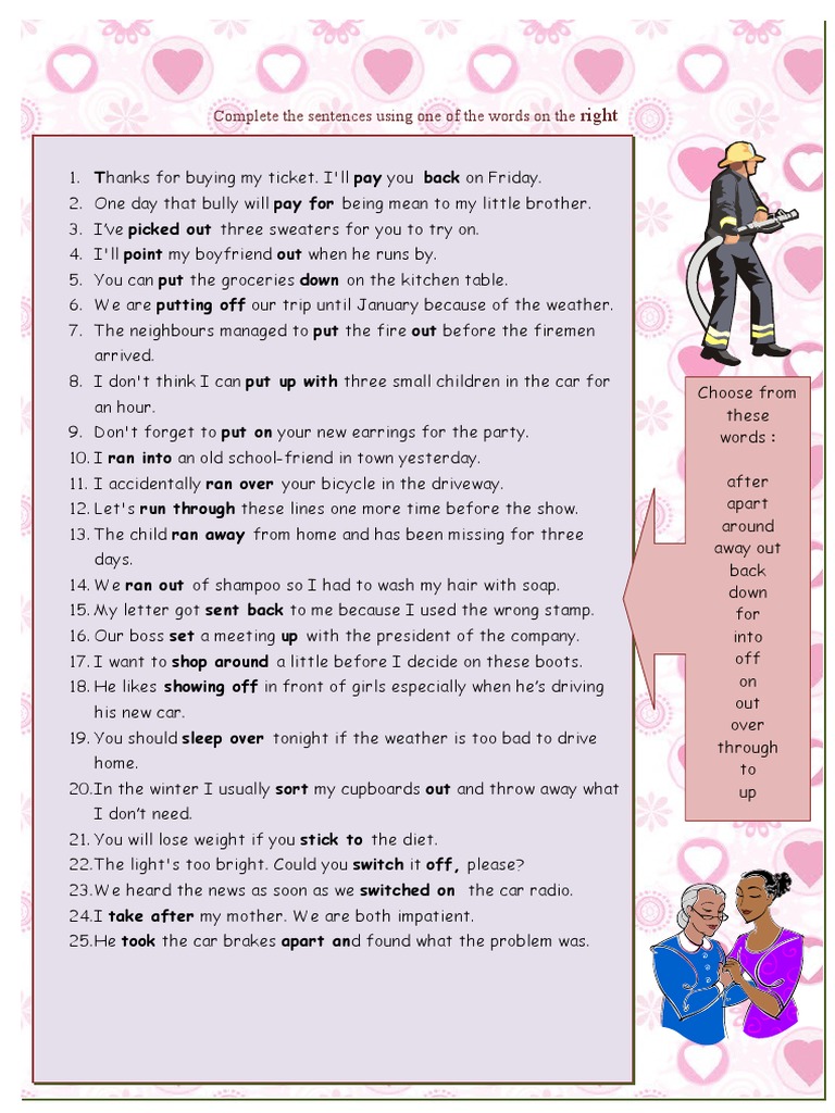 HOMEWORK Phrasal Verbs | PDF