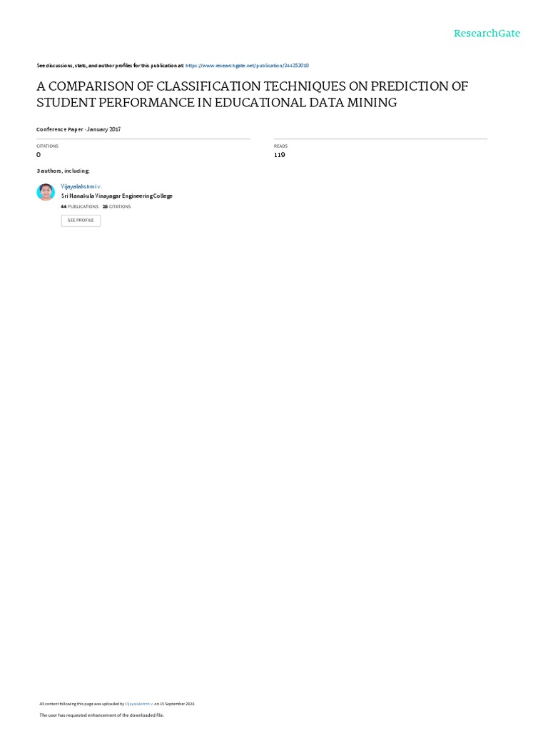 A Comparison of Classification Techniques On Prediction of Student ...