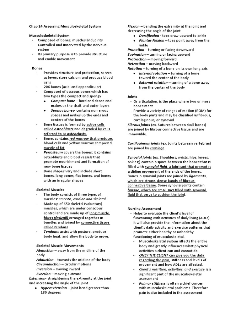 Assessing Musculoskeletal (MSK) System | PDF | Anatomical Terms Of ...