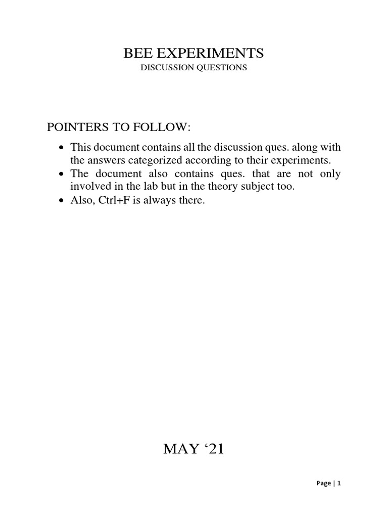 Bee Experiments: Pointers To Follow | PDF | Transformer | Electric Motor