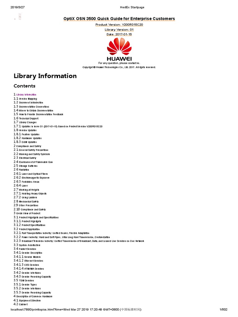 OptiX OSN 3500 V200R015C20 Quick Guide | PDF | Computer Network | Multiprotocol Label Switching