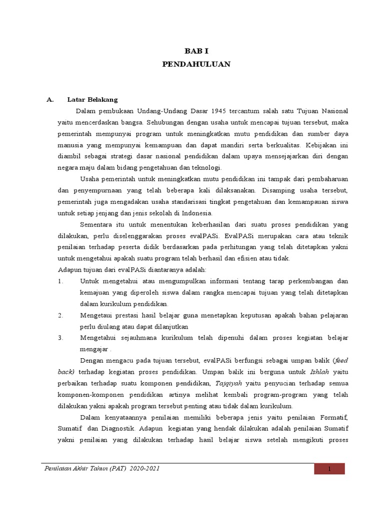 Edit Program Kerja PAS Ganjil 2020-2021 MTs | PDF