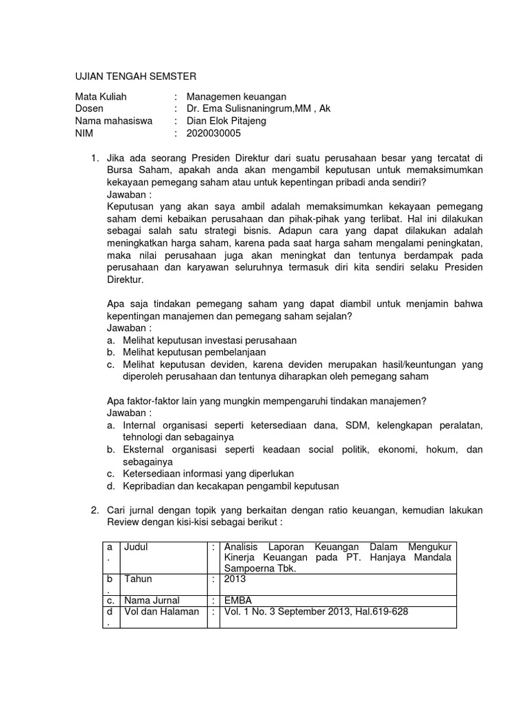 UTS Managemen Keuangan-Dikonversi | PDF