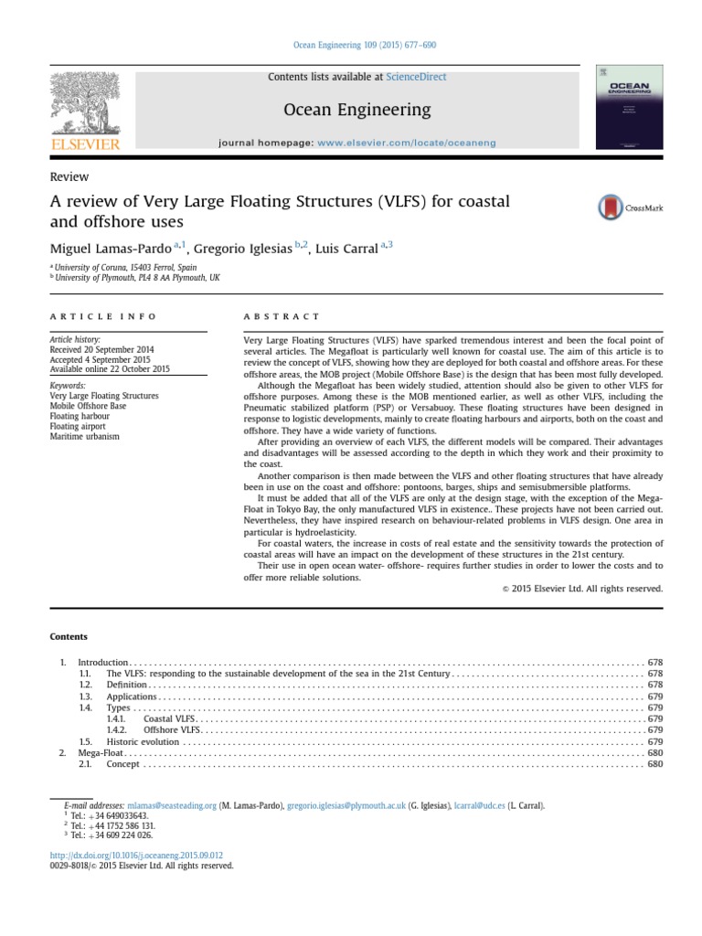 VLFS: Review of Floating Structures | PDF | Waterway And Maritime ...