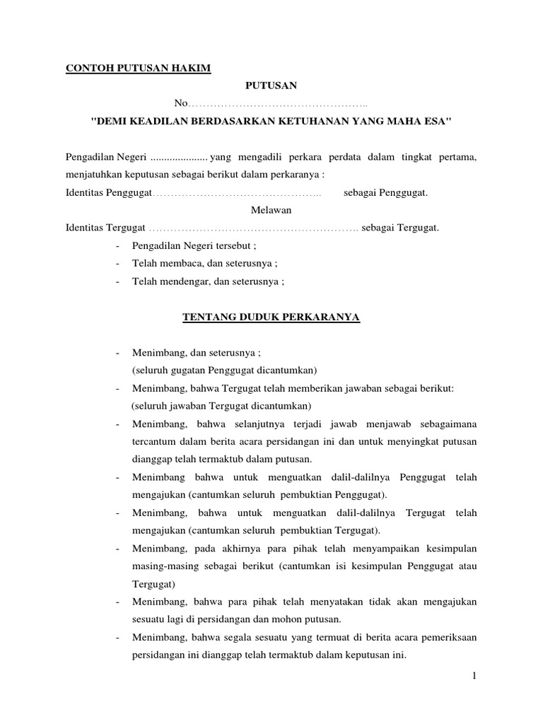 Contoh Putusan Hakim | PDF