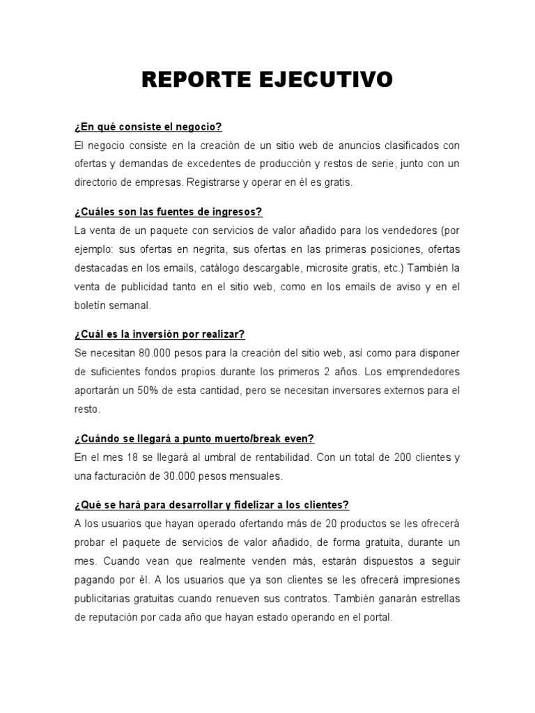 Ejemplo de Reporte Ejecutivo | PDF